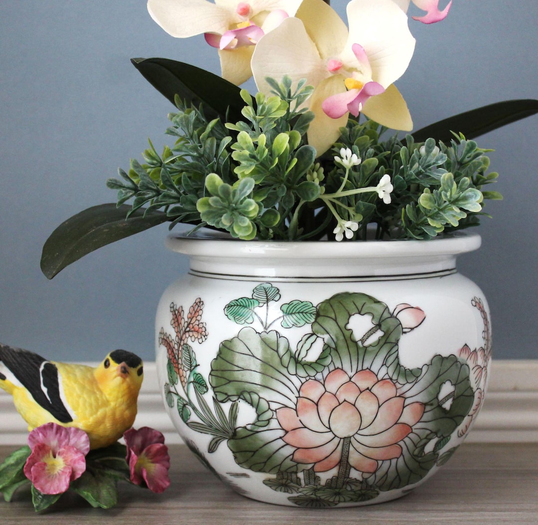 Chinese Cachepot Planter, Asian Porcelain Flowerpot, Cache Pot Water ...