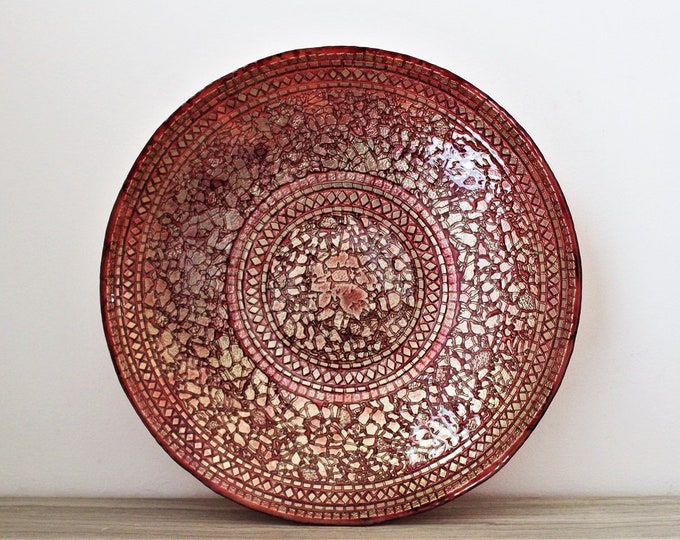 Large Glass Art Bowl Centerpiece, Hand-painted Art Glass, Mosaic Tile ...