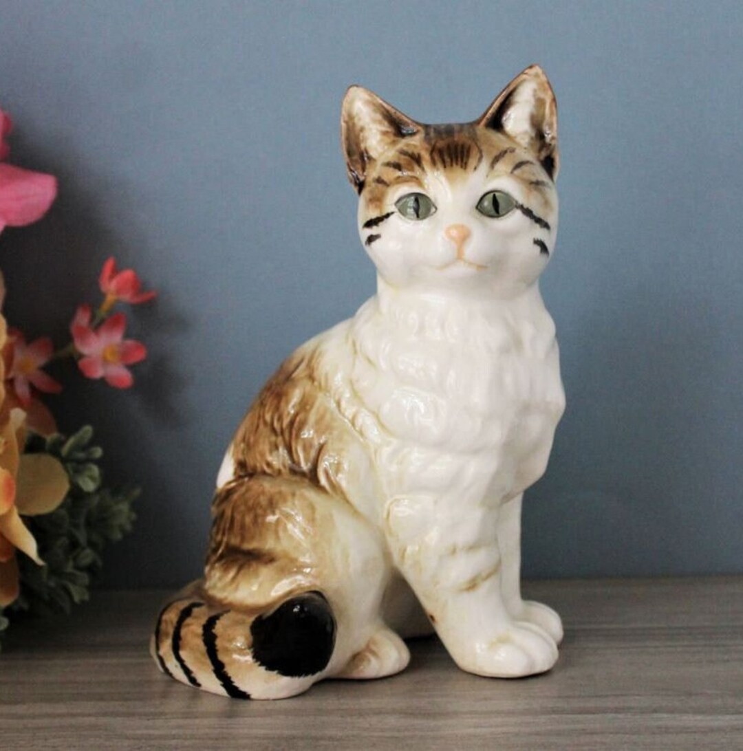 NIPPON Cat Yoko Boeki Large Figurine Cute Kitten Feline Japan Porcelain ...