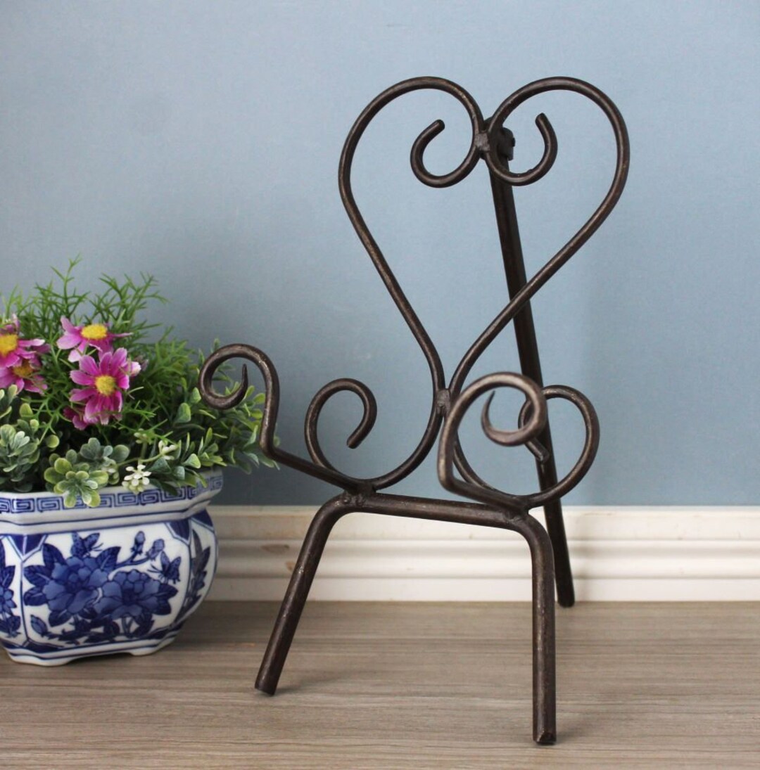 Metal Easel Display, 11 Tall, Rustic Oxidized Wrought Iron Stand, Large ...