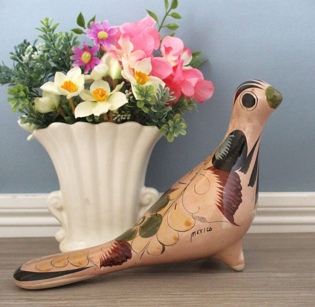 Large Bird Figurine, Mexican Folk Art, 10.75" Long, Primitive Sculpture ...