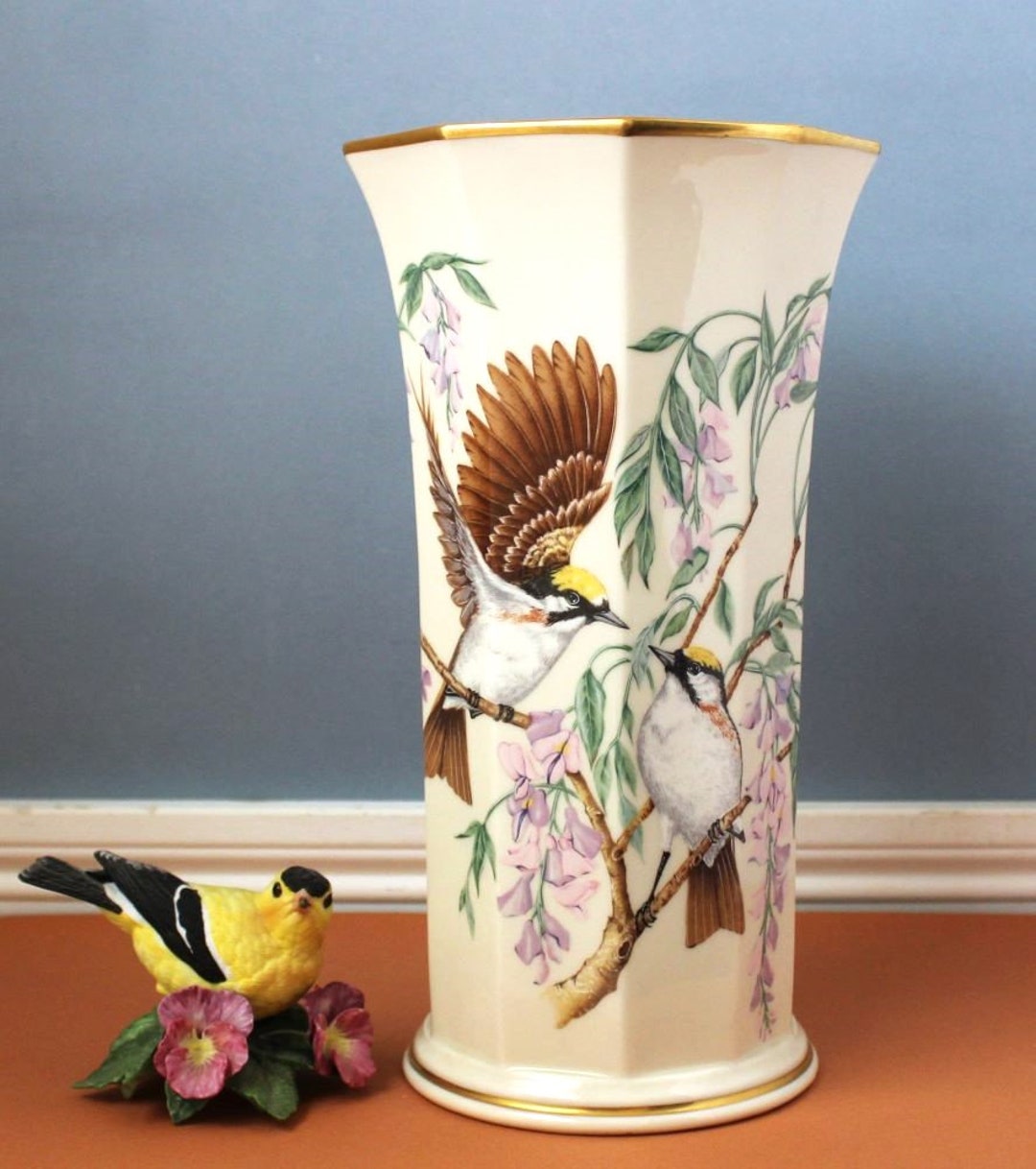 Large Lenox Vase, 11.5" Tall Ivory White Porcelain Flower Vase 24K Gold ...