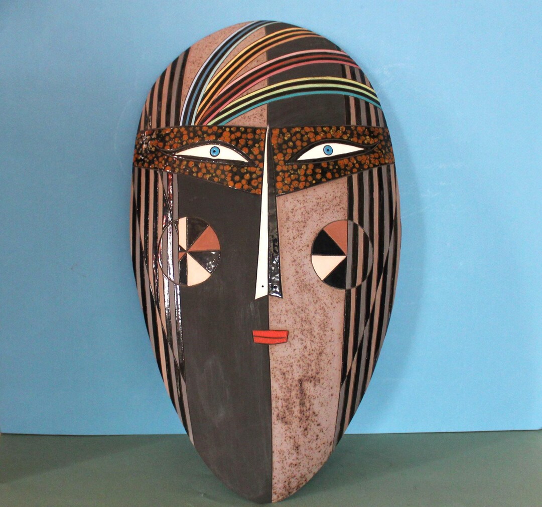 LOUIS MENDEZ Large 20" Tall Ceramic Wall Mask, Fine Art Sculpture ...