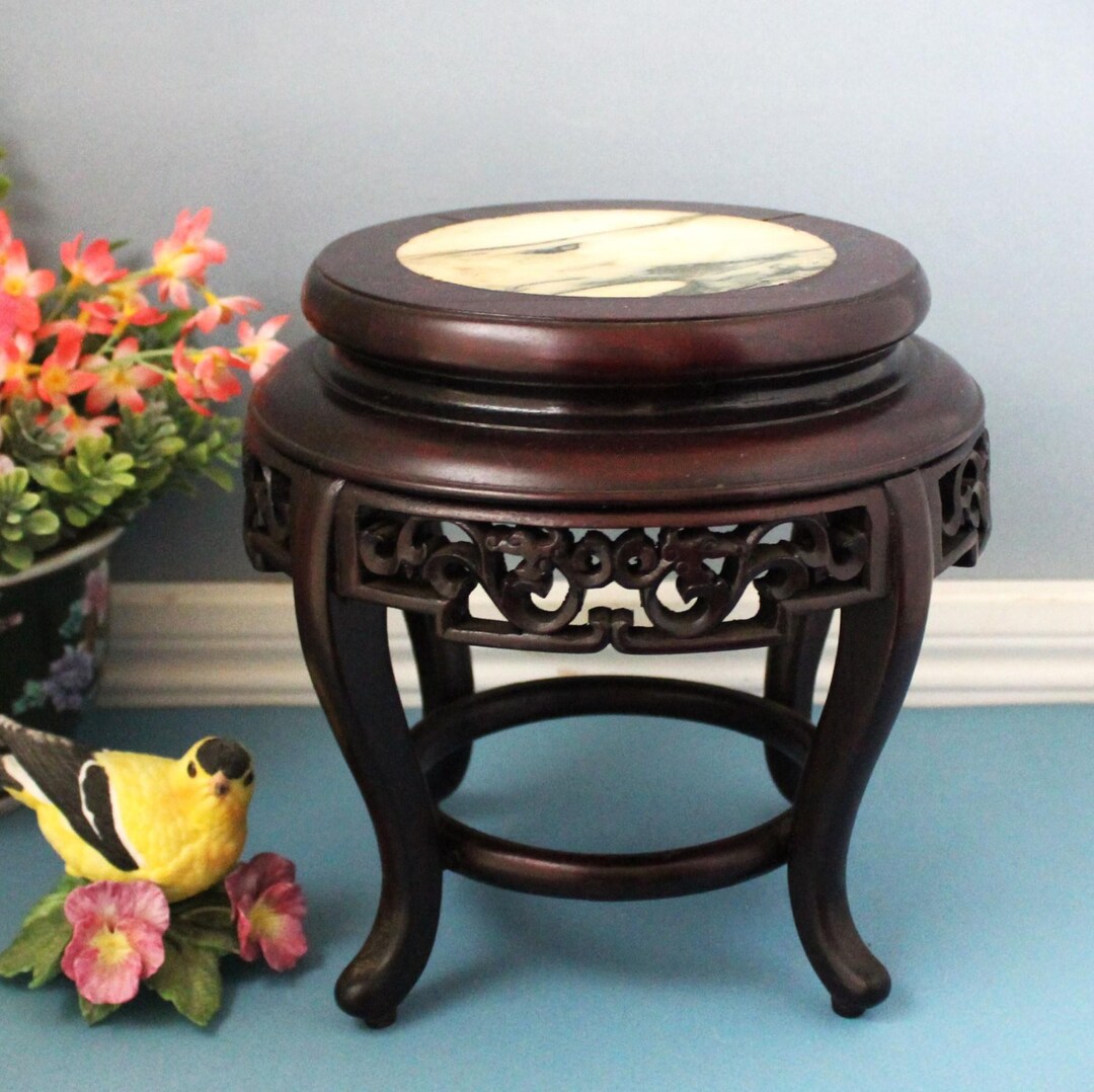 Carved Wood & Marble Display Stand: Asian Dragon Pedestal Riser - Etsy