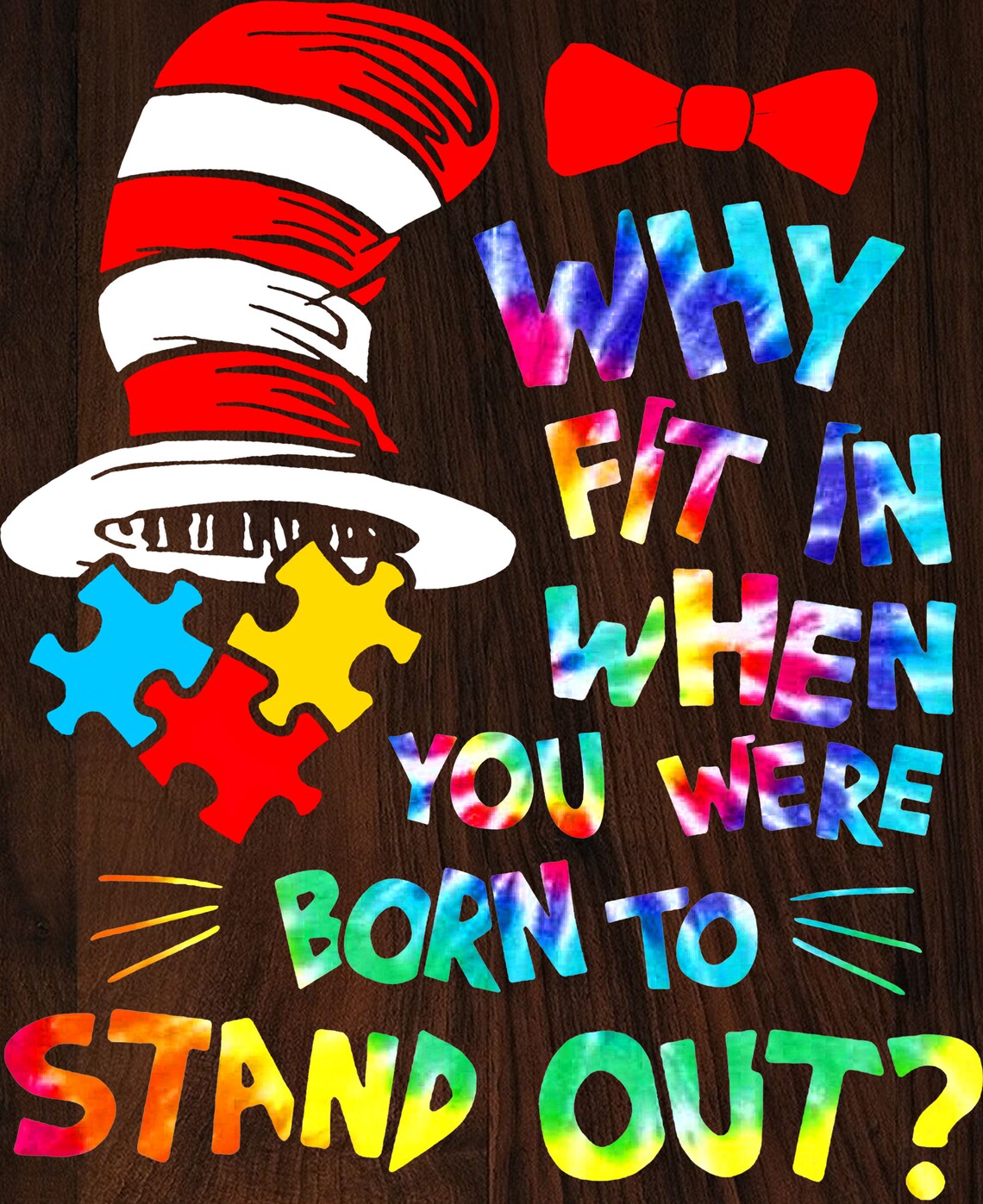 Dr Seuss Why fit in when you were born to stand out PNG Cat | Etsy