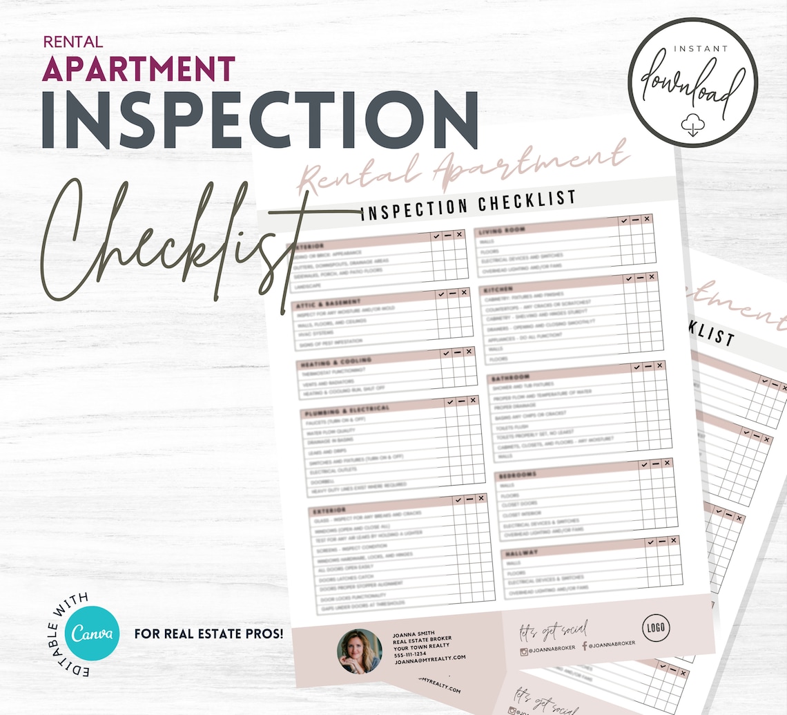 Rental Apartment Inspection Checklist Realtor Template Real State ...