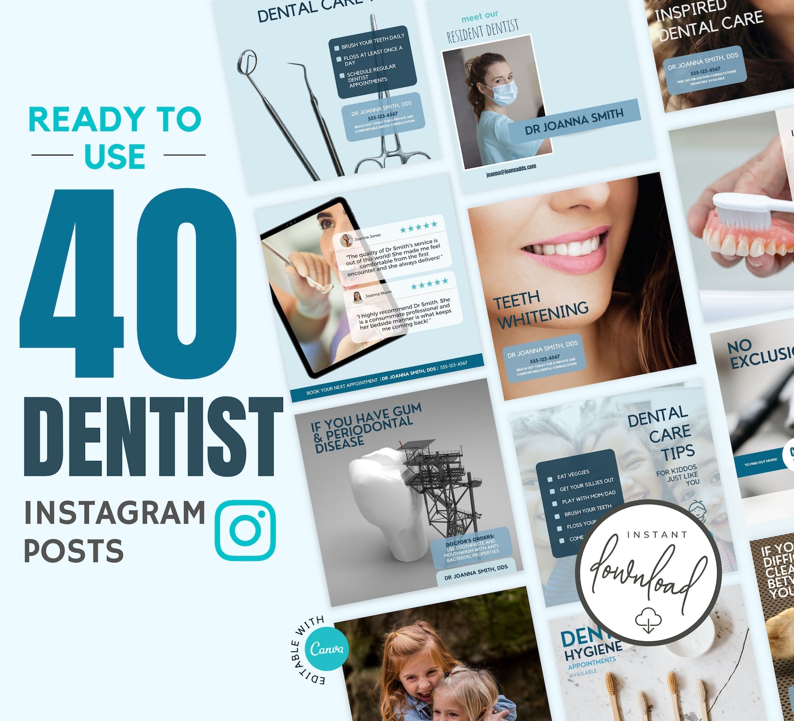 40 Instagram Post Templates for Dentists Dental Practice - Etsy