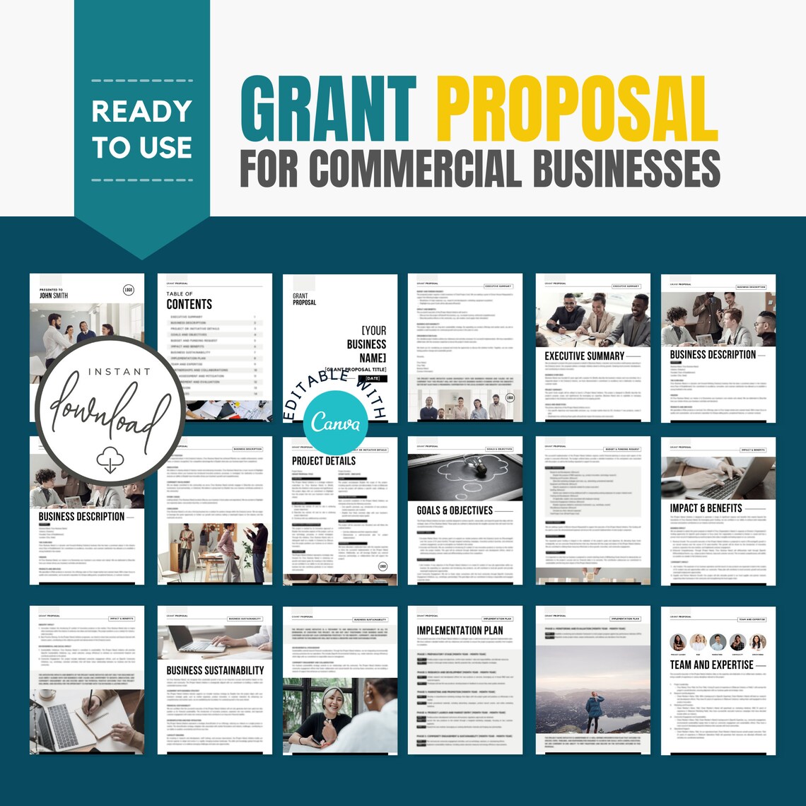 Grant Proposal Template for Small Businesses Grant Writing For-profit ...