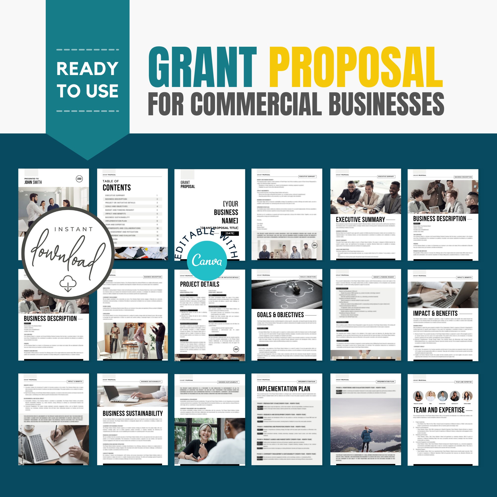 Grant Proposal Template for Small Businesses | Grant Writing | For ...