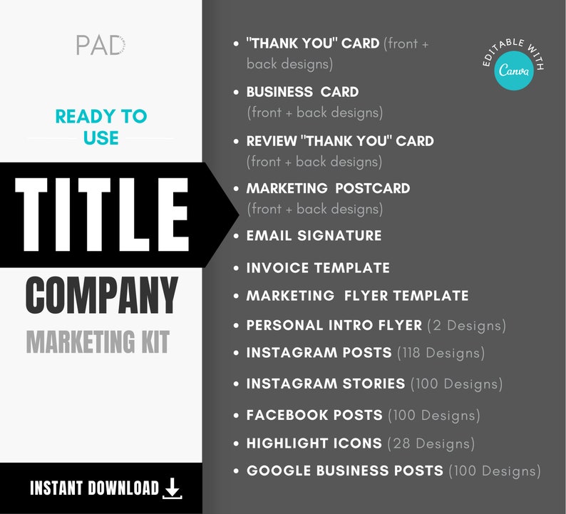Title Company Marketing Kit: Social Media CANVA Templates (digital ...
