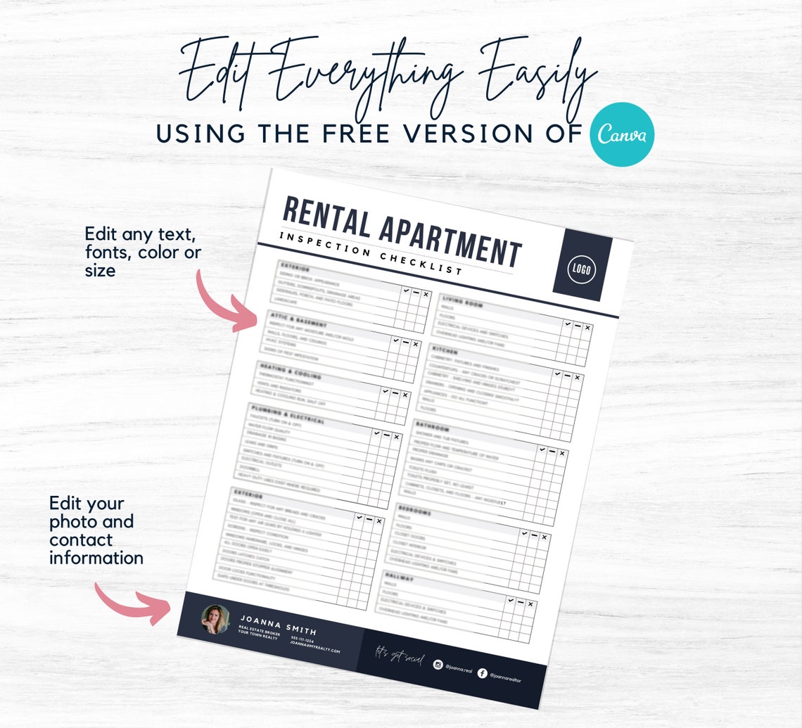 Rental Apartment Inspection Checklist Realtor Template Real - Etsy