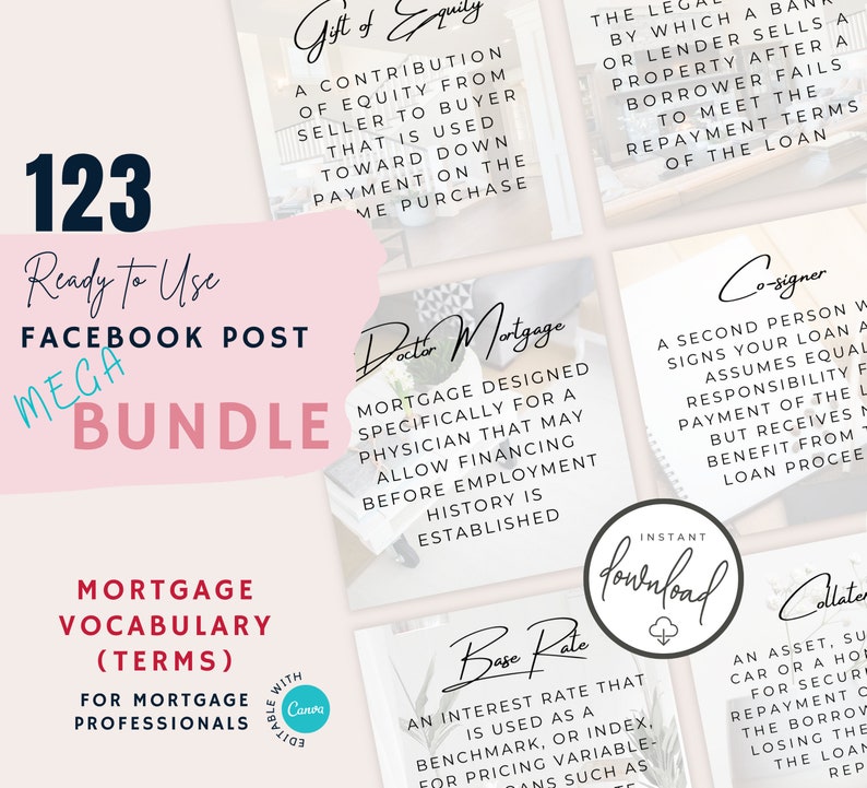 Facebook Posts for Mortgage Brokers MEGA Bundle of 123 - Etsy