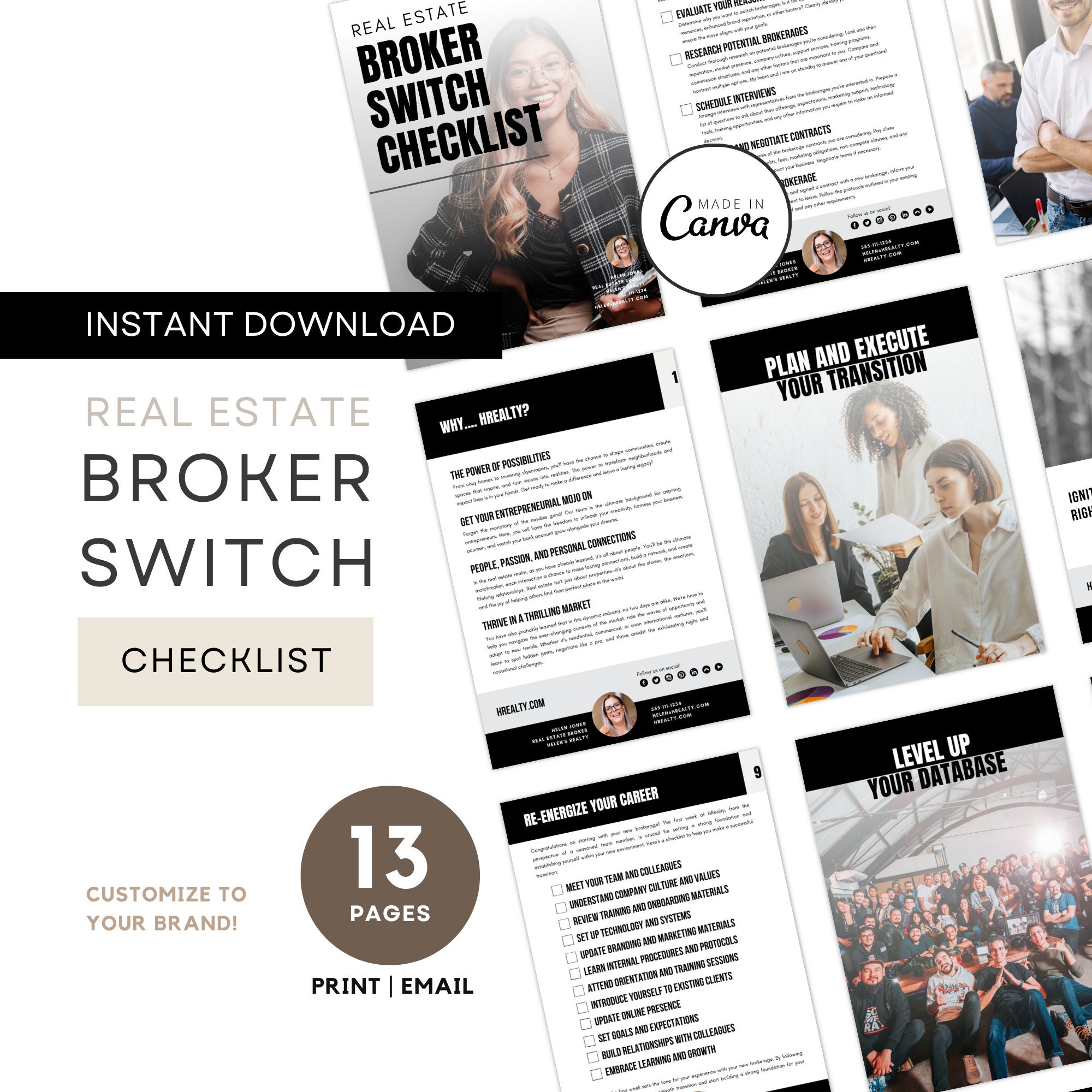 Real Estate Broker Switch Checklist: Agent Recruiting CANVA Template ...