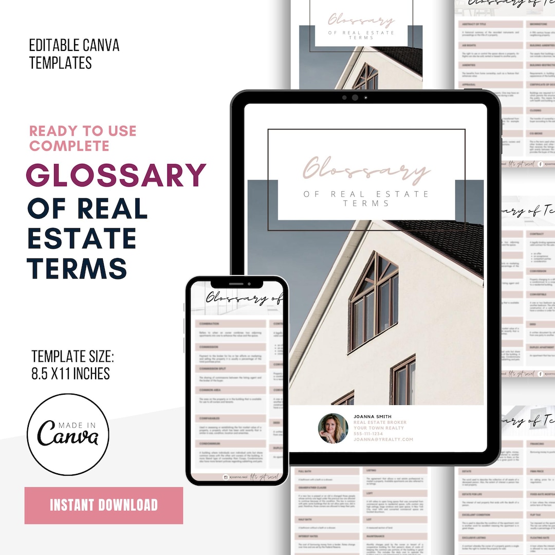 Editable Real Estate Terms Glossary Template for Realtors (PDF) - Etsy