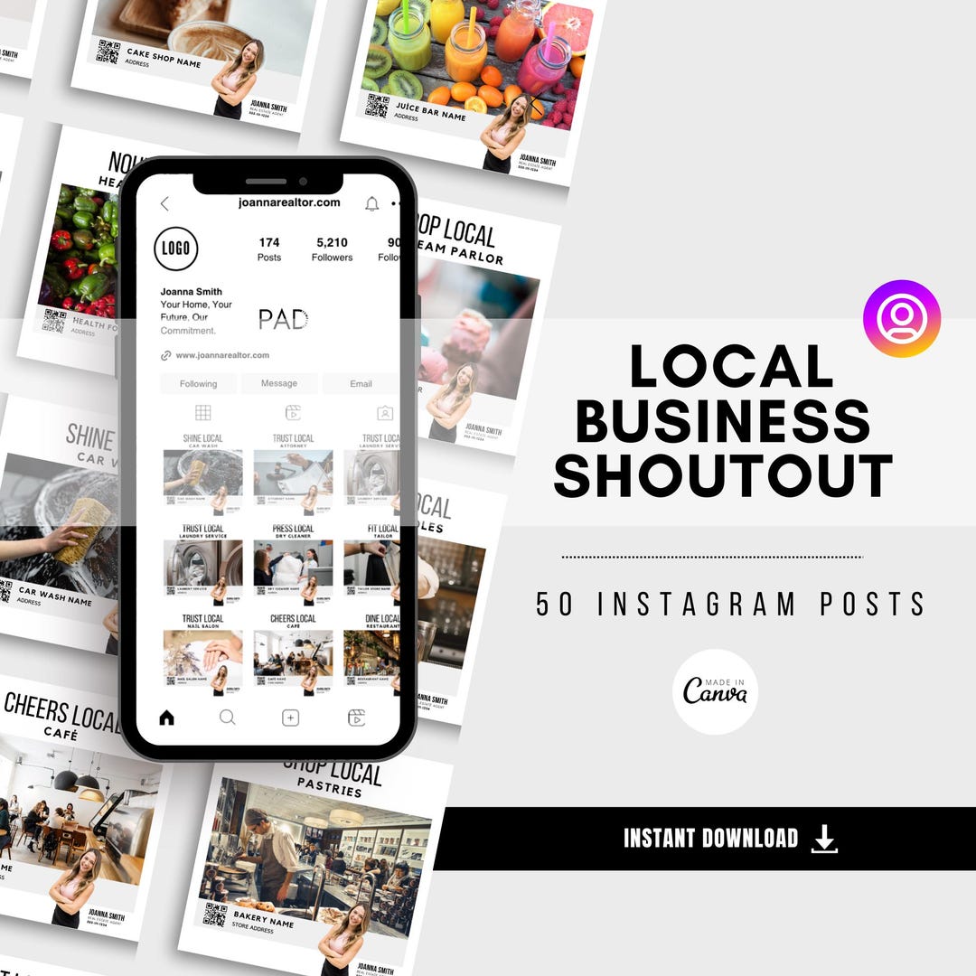 Realtor Instagram Templates: Local Business Shoutout (canva, 55 Posts ...