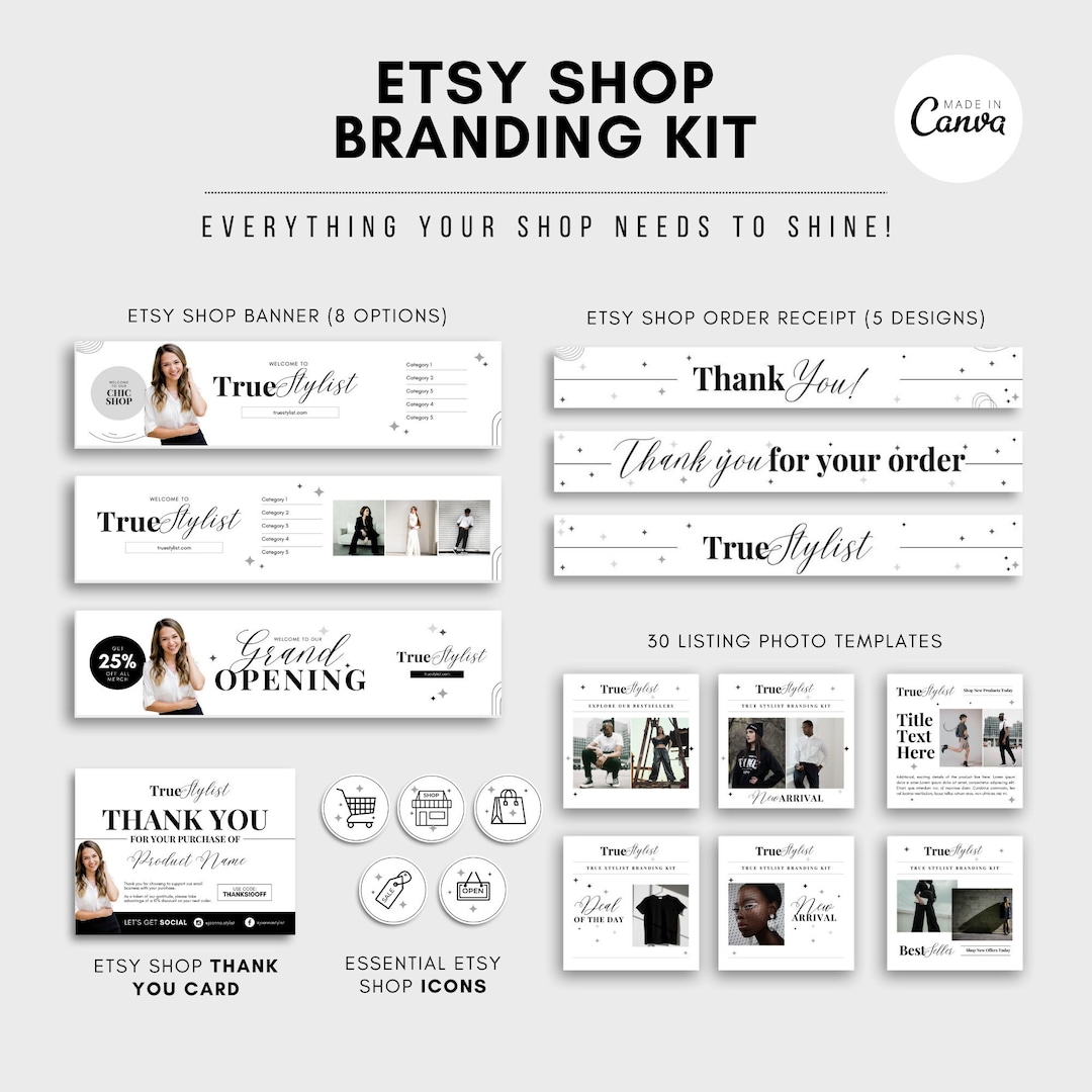 Etsy Shop Branding Kit: Banner, Icons, Listing Templates (canva ...