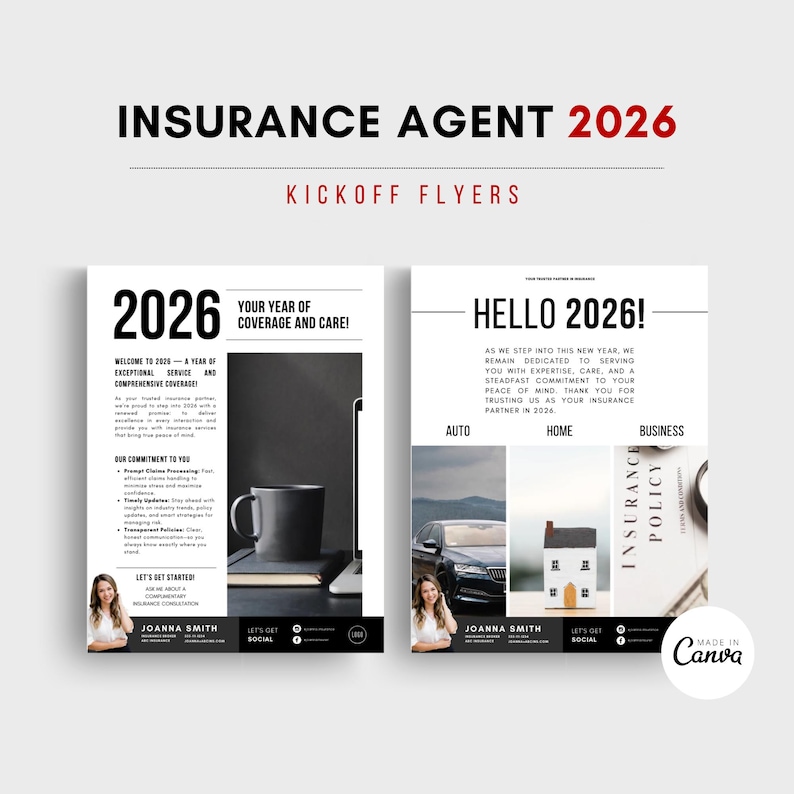 Insurance Agent 2026 KICK-OFF Flyer: Editable Canva Template (digital ...