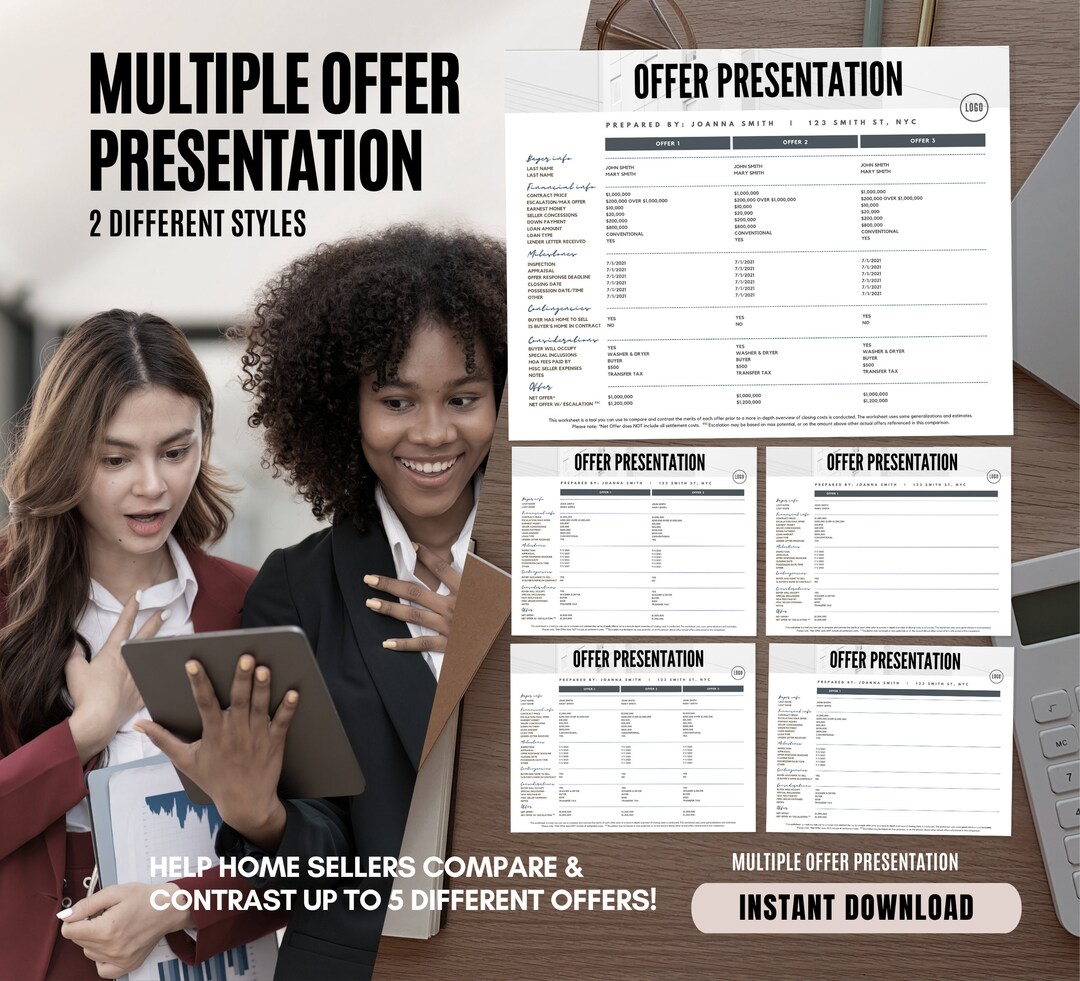 Realtor's Bestseller: Multiple Offers Presentation Tool Real Estate ...