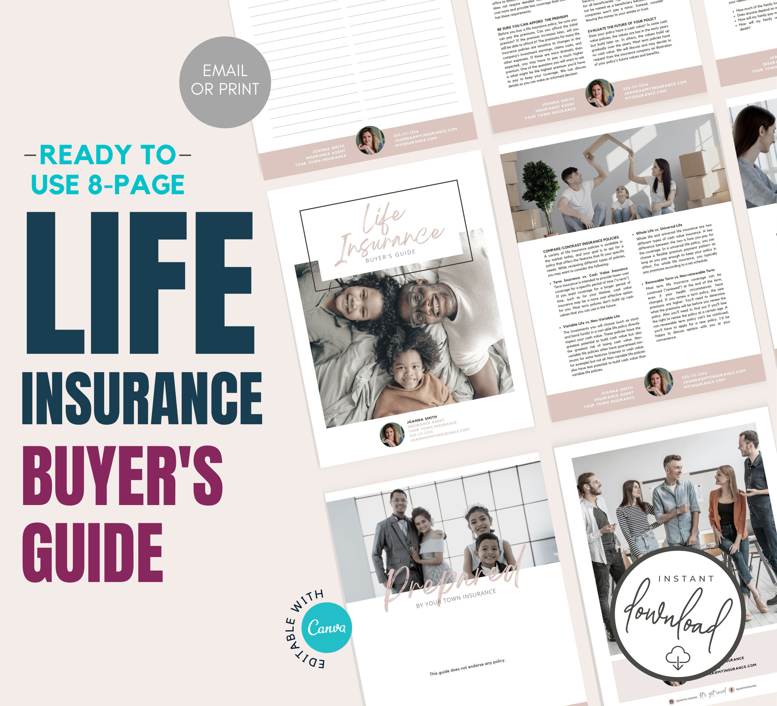 Insurance Agent Marketing Kit: Social Media Templates + Guides (CANVA ...