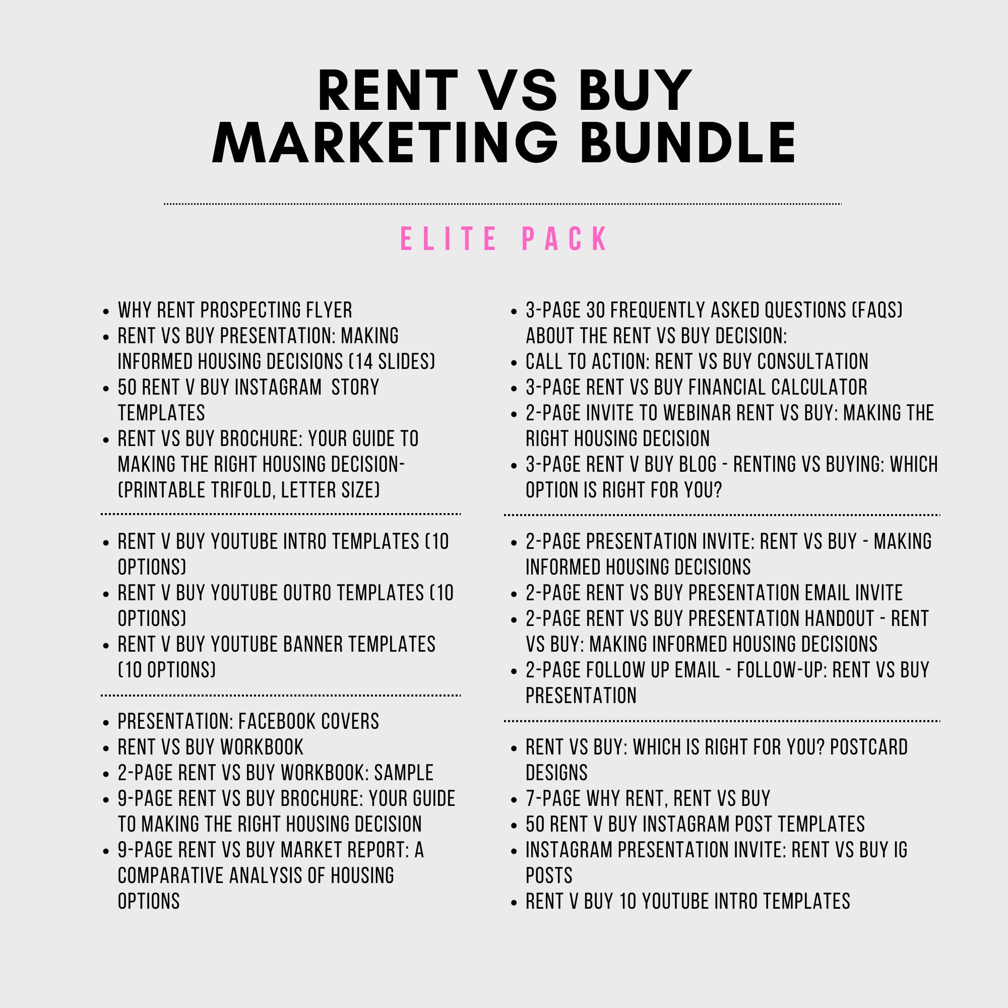 Rent Vs Buy Ultimate Bundle: Market Like a Pro With Our CANVA Templates ...
