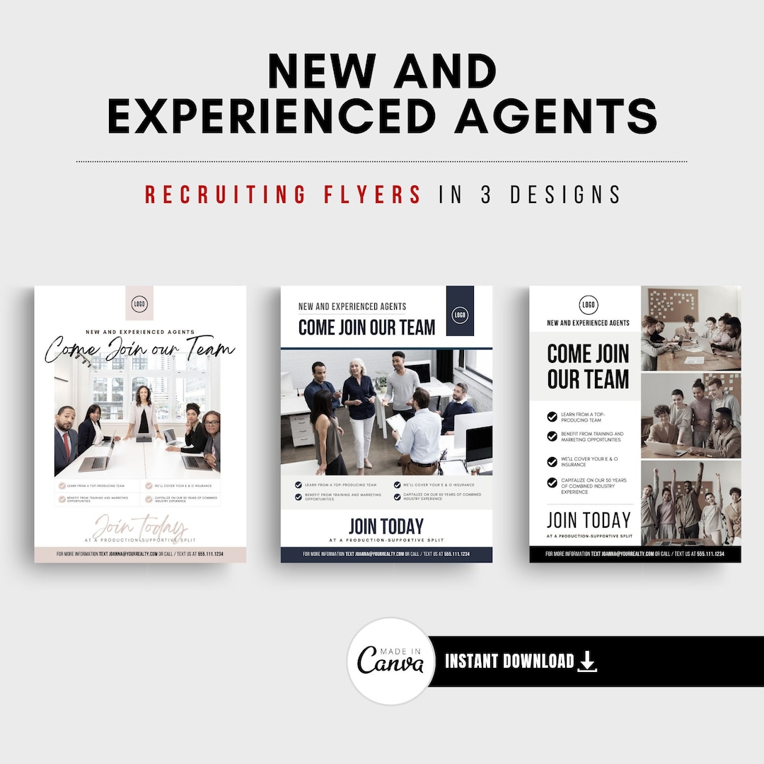 Real Estate Recruiting Flyer: Realtor Hiring Canva Template (digital ...