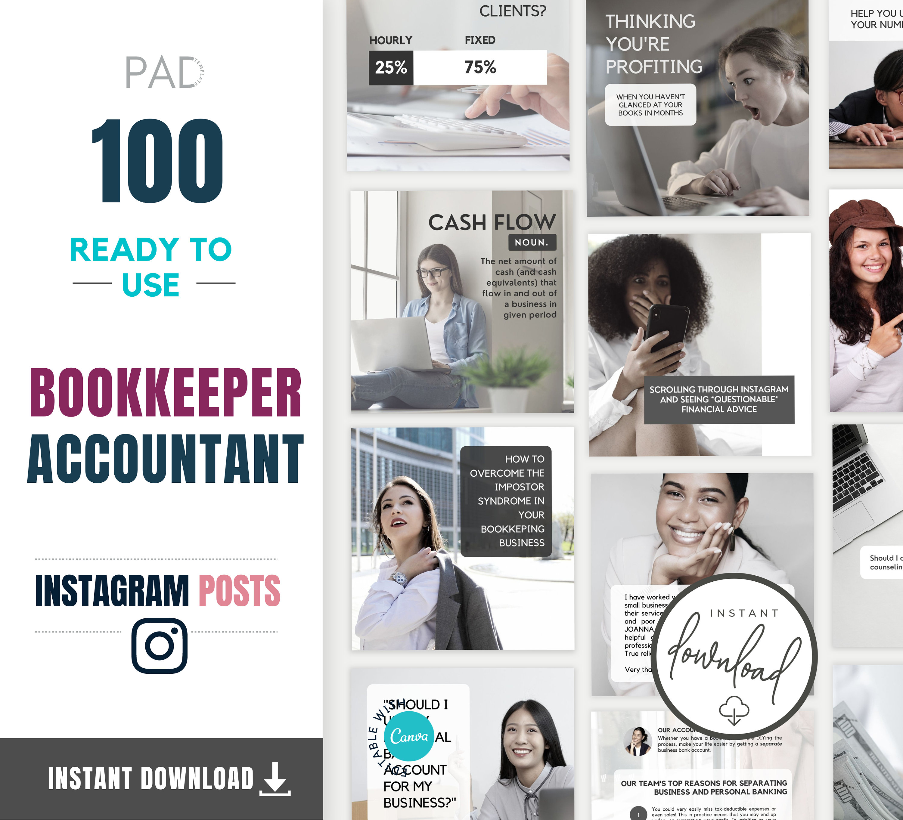 100 Instagram Post Templates for Accountants Bookkeepers - Etsy