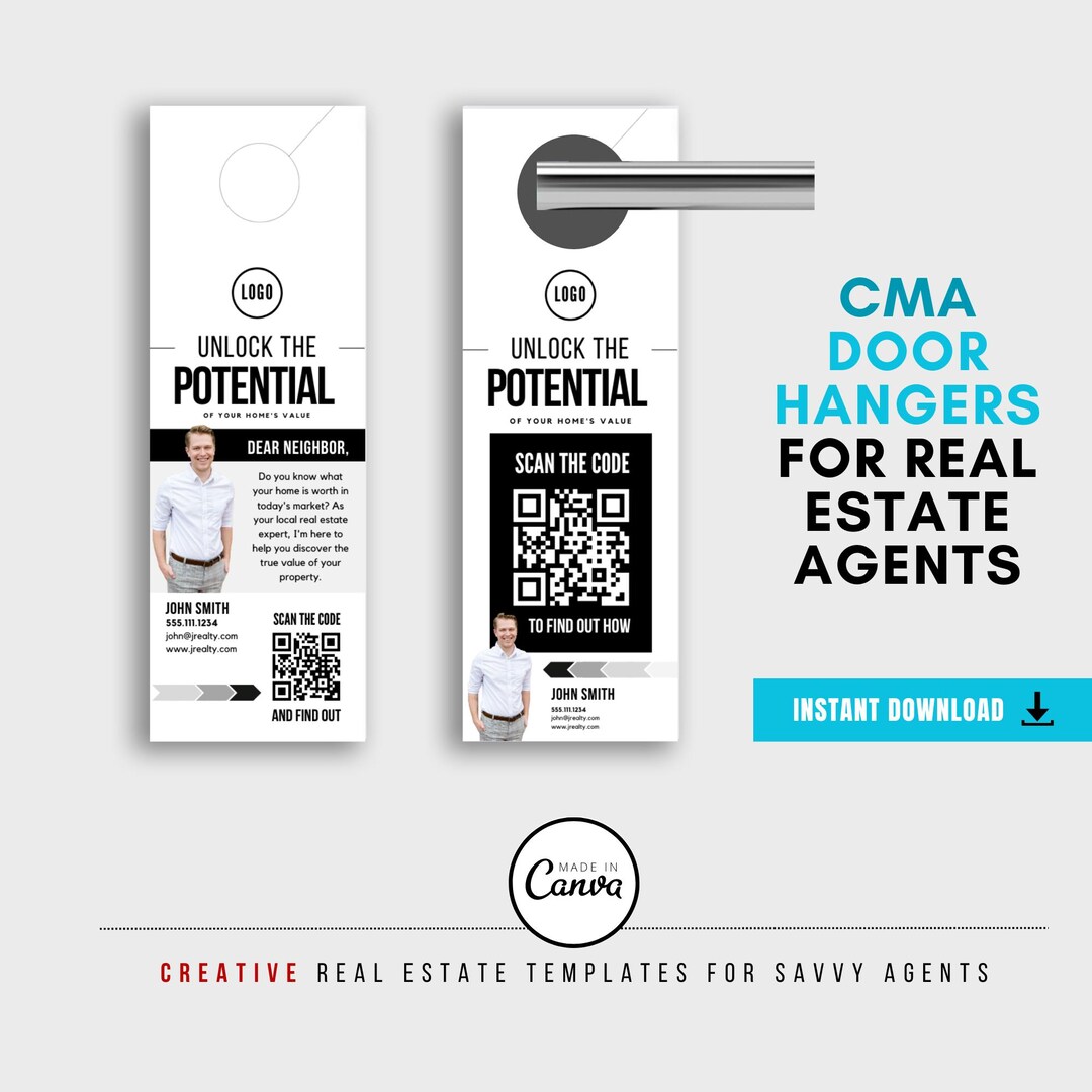 Editable Real Estate CMA Door Hanger Template With QR Code (digital ...