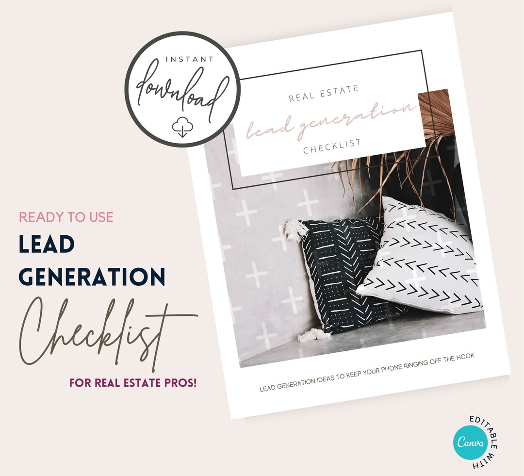 Real Estate Lead Generation Checklist, Realtor Marketing Printable PDF ...