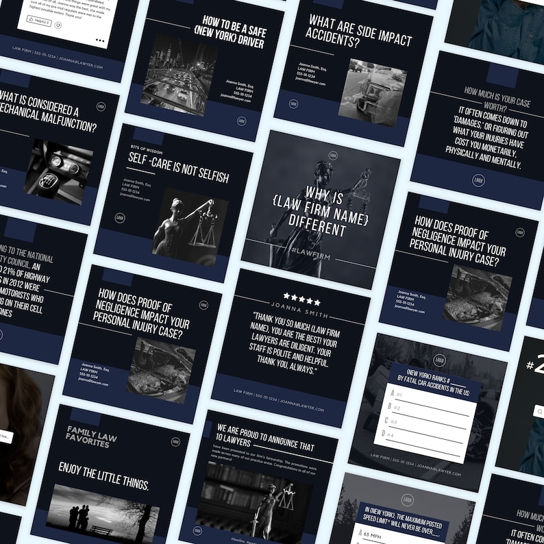 Lawyer Instagram Post Templates: Attorney Social Media Bundle (100 ...