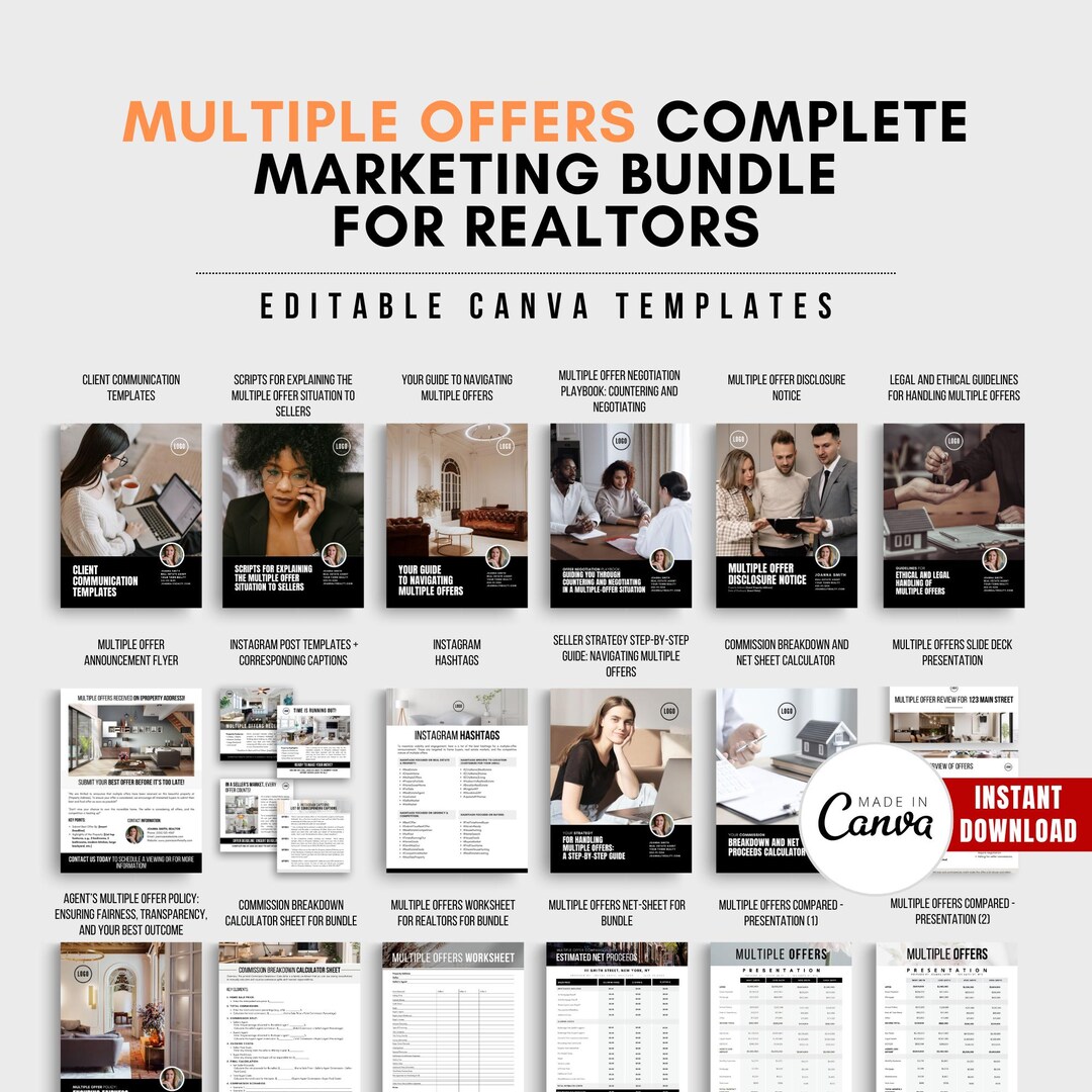 Realtor Multiple Offer Marketing Kit: Canva Templates (digital Download ...