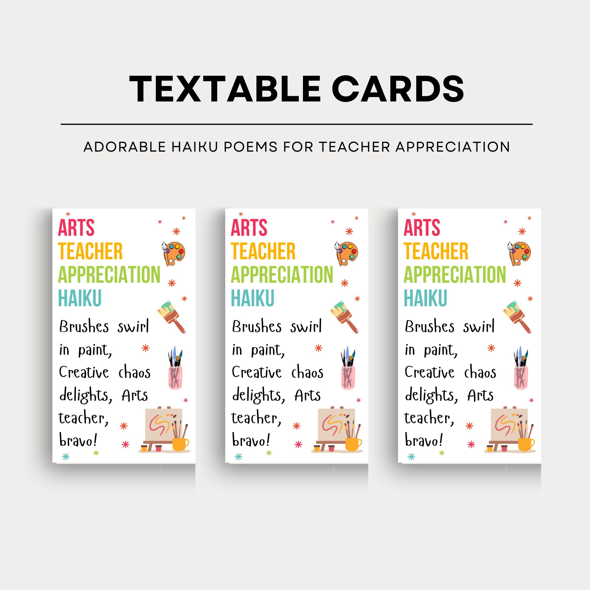 Back to School Printable Teacher Appreciation Haiku Cards – Unique ...
