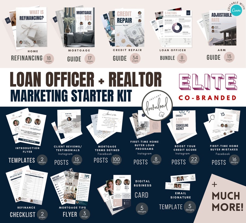 MLO & Realtor Co-branded Marketing Kit: Social Media Templates (CANVA ...
