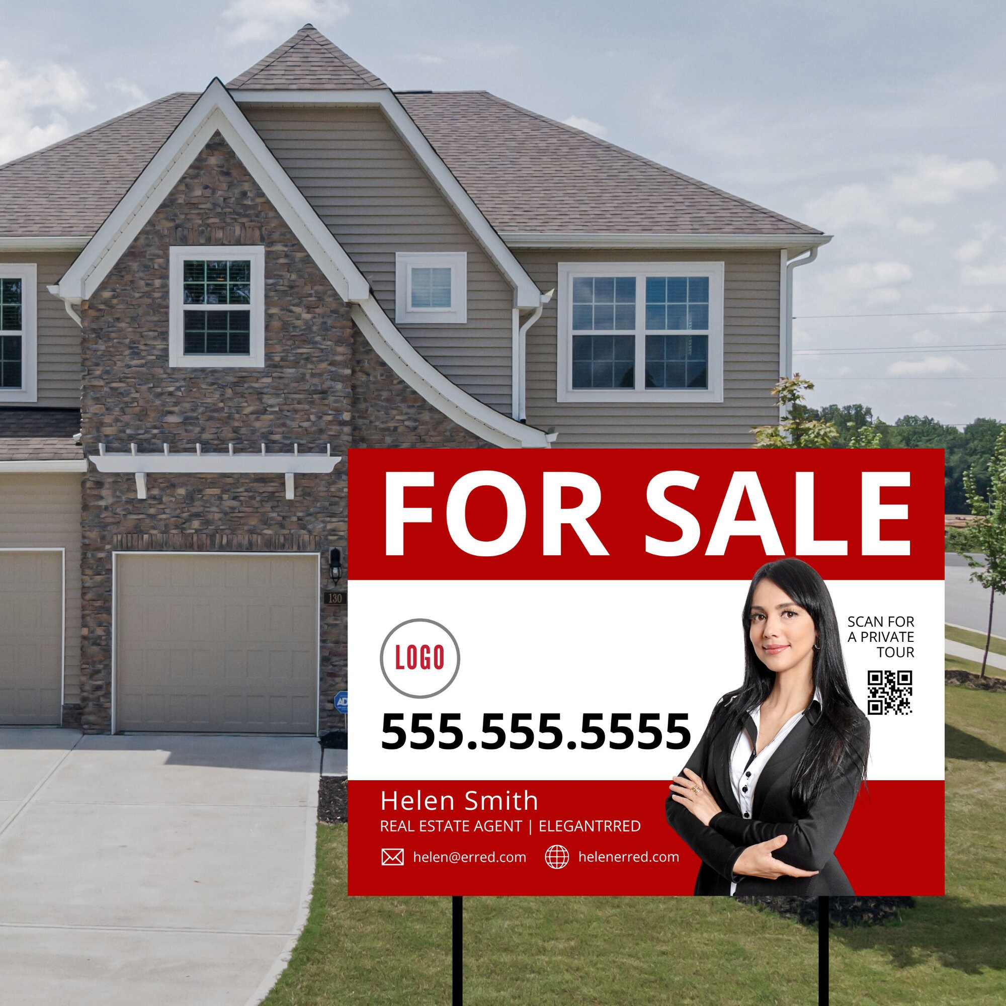 Ruby Red Realtor Yard Sign Template: KW Agent Design (canva Editable ...