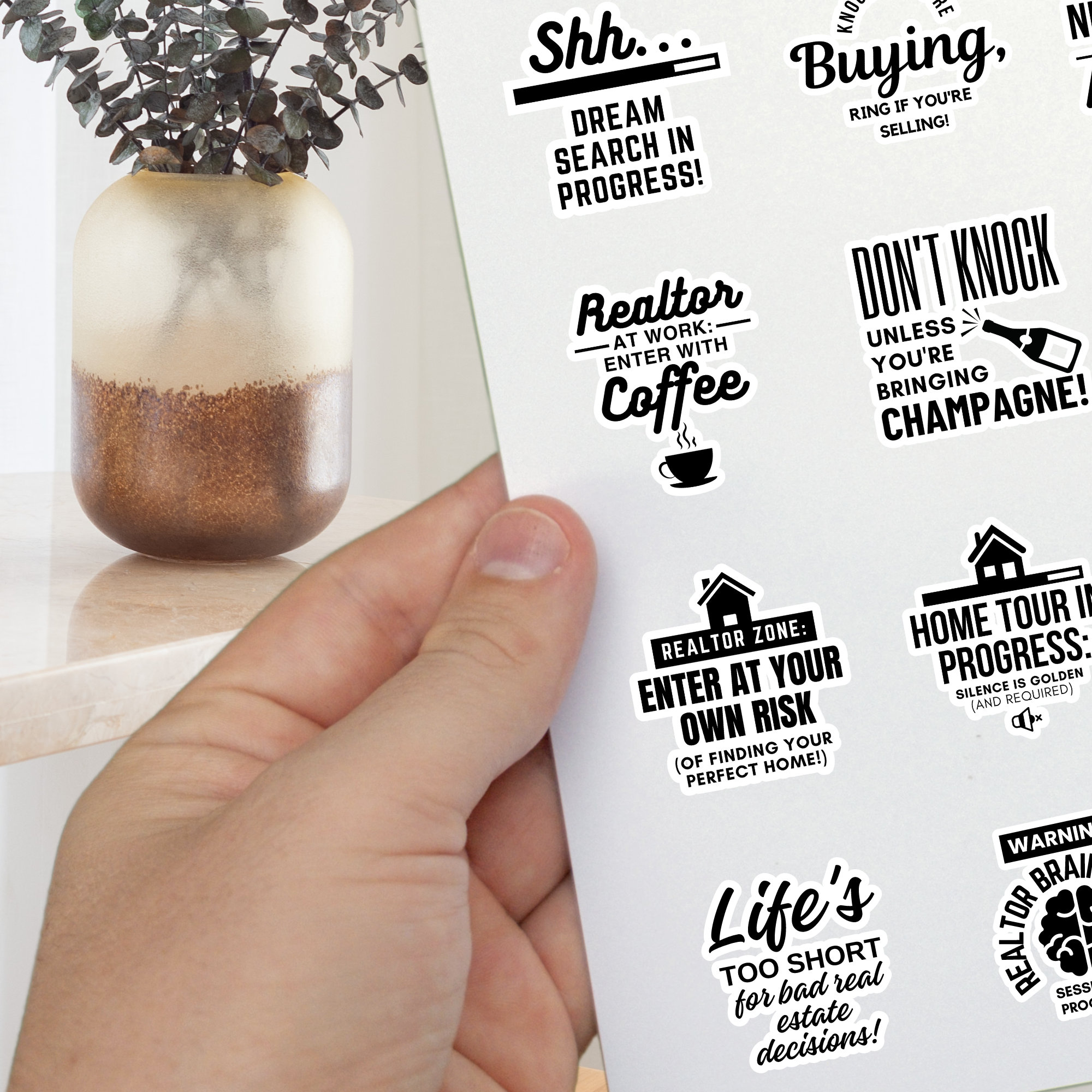 Funny Realtor Sticker Designs, Printable Sheets for Real Estate Agents ...