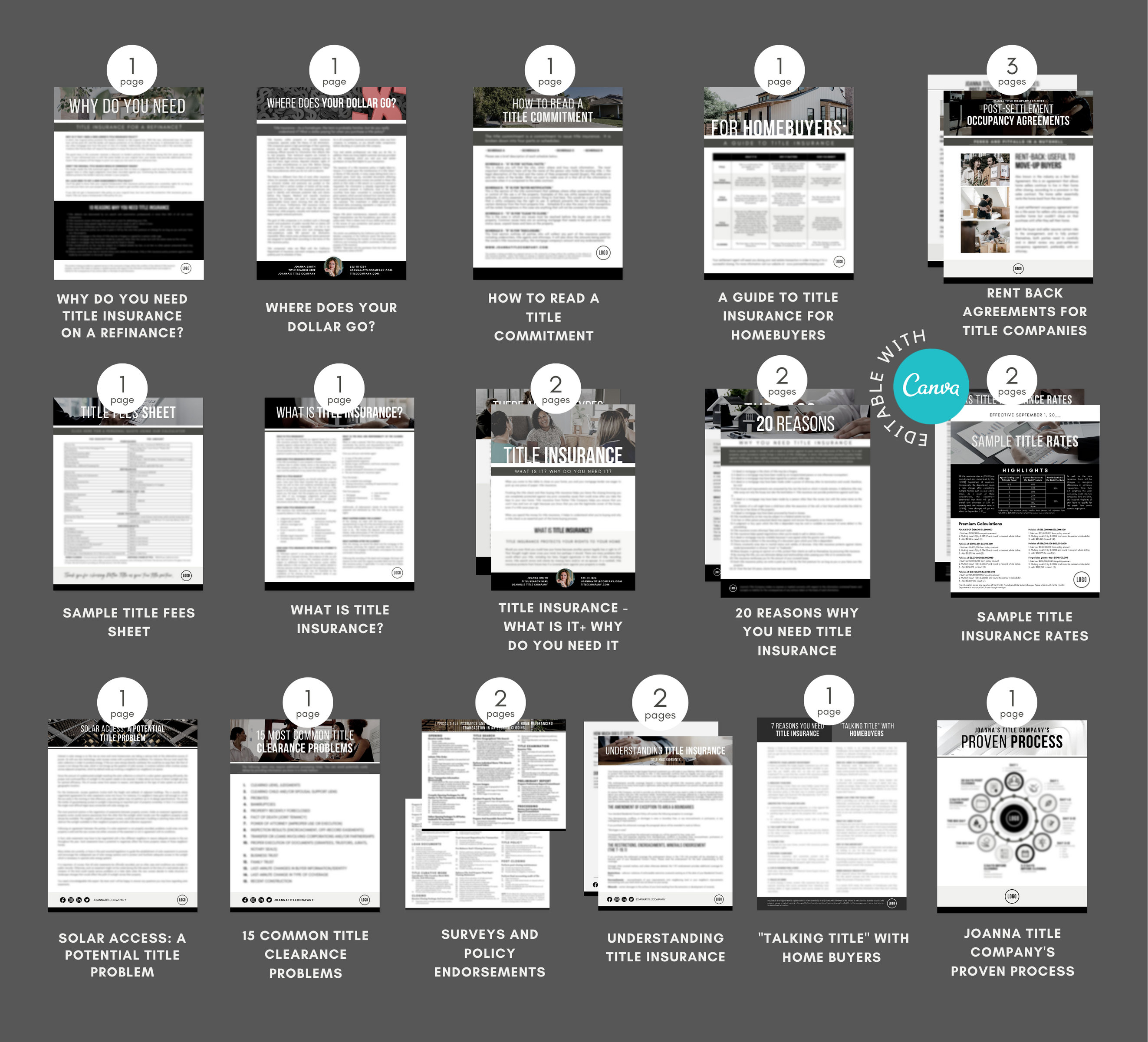 Bundle Lead Magnets Handouts for Title Company Title Specialist Closer ...