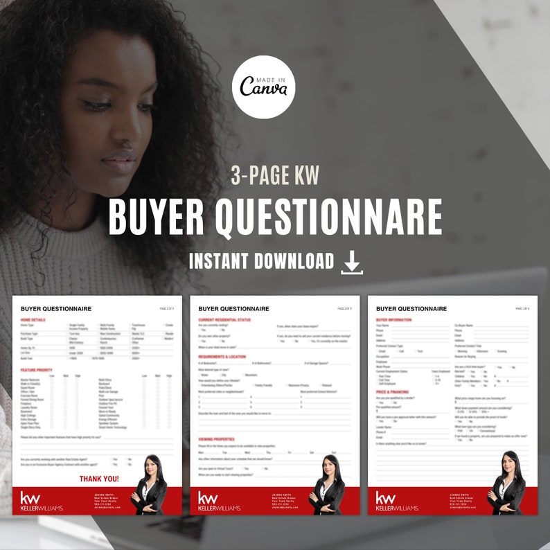 KW Keller Williams Seller & Buyer Questionnaire: Canva Template ...