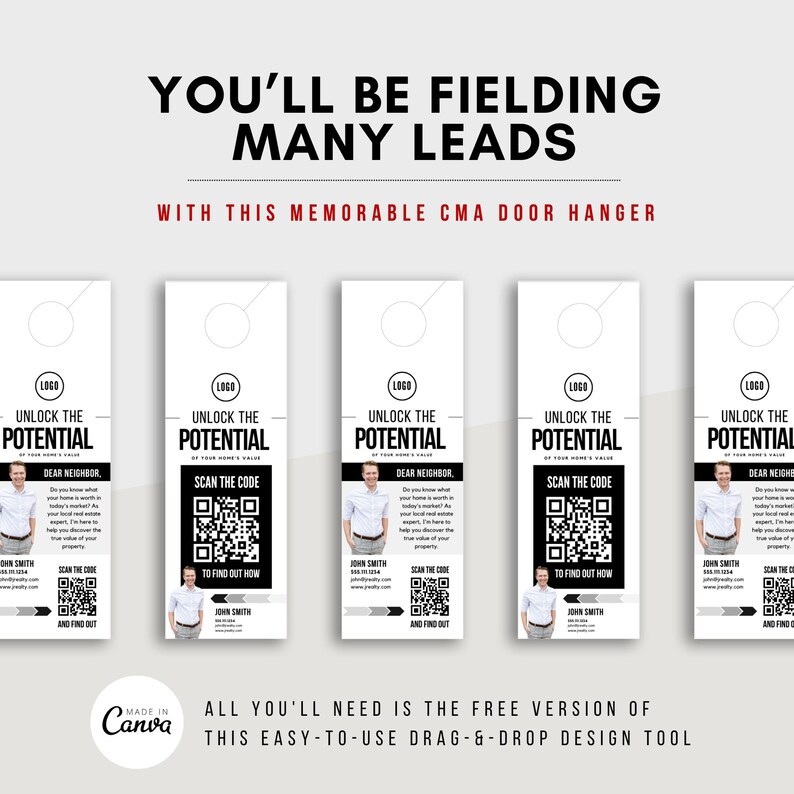 Editable Real Estate CMA Door Hanger Template With QR Code (digital ...