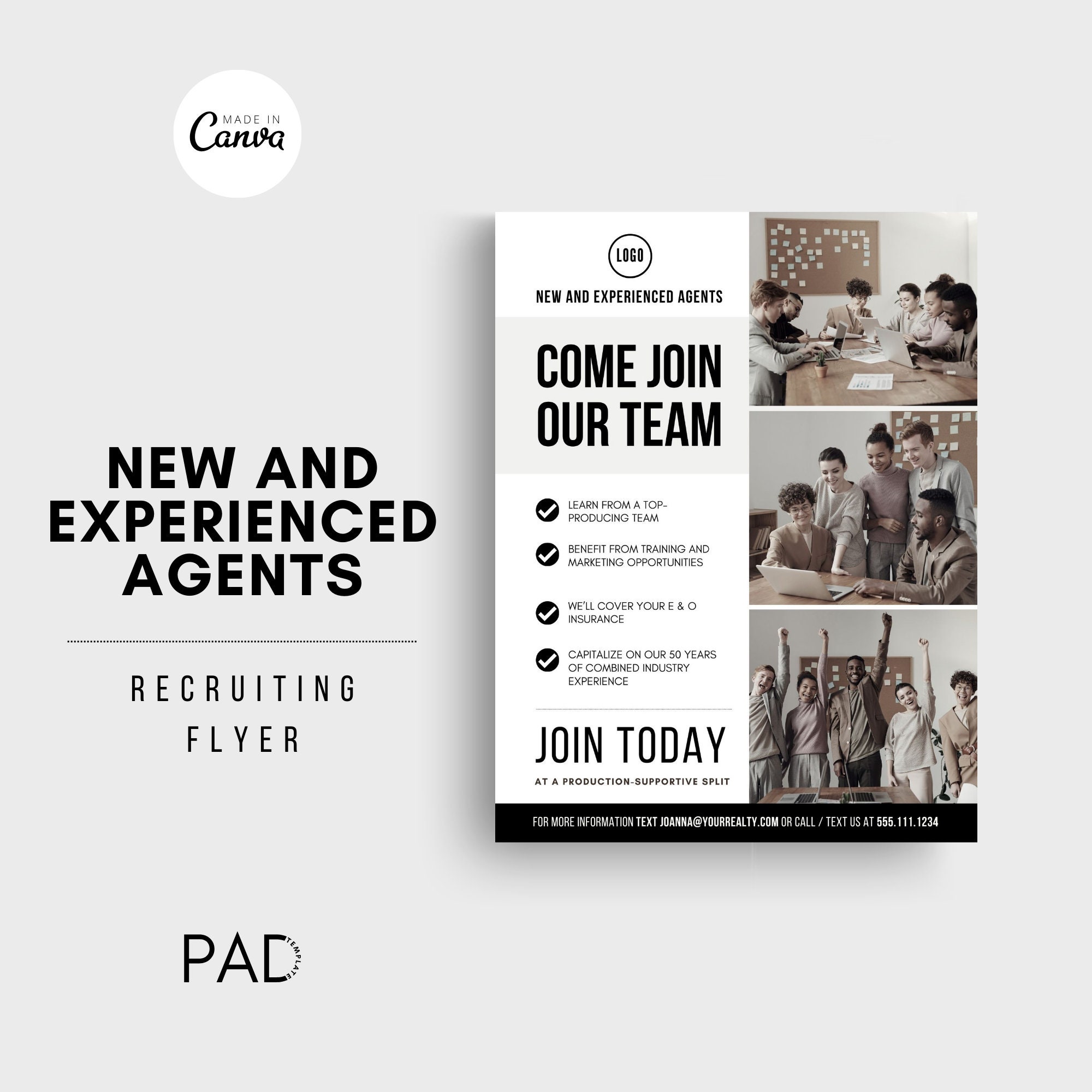 Real Estate Recruiting Flyer: Realtor Hiring Canva Template (digital ...