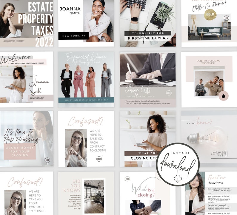 Title Company Instagram Posts: 100 CANVA Templates (digital Download ...