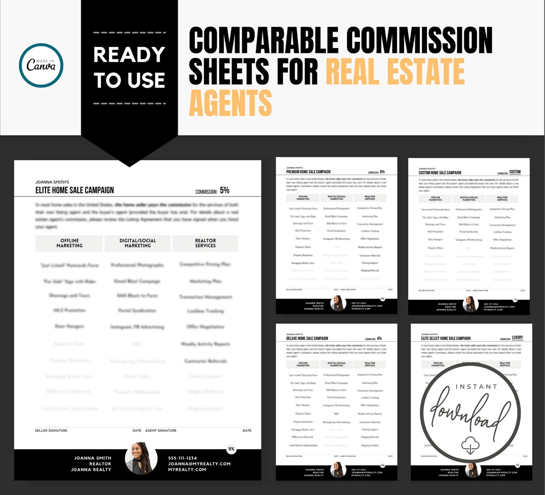 Real Estate Commission Sheets for Realtors | Real Estate Marketing ...