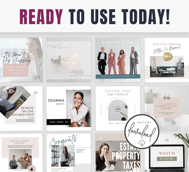 Title Company Instagram Posts: 100 CANVA Templates (digital Download ...