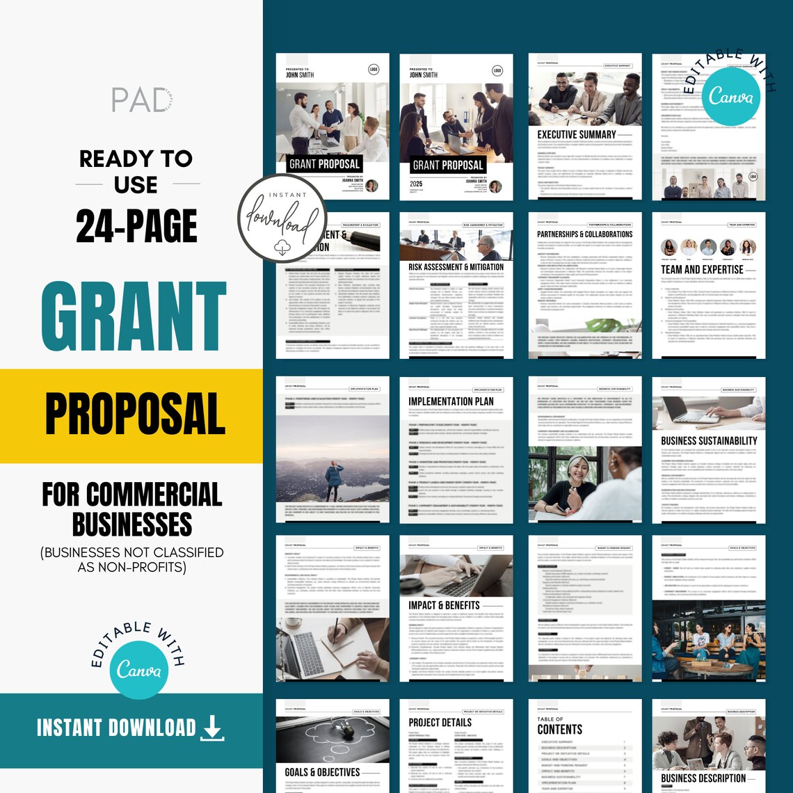 Grant Proposal Template for Small Businesses Grant Writing For-profit ...