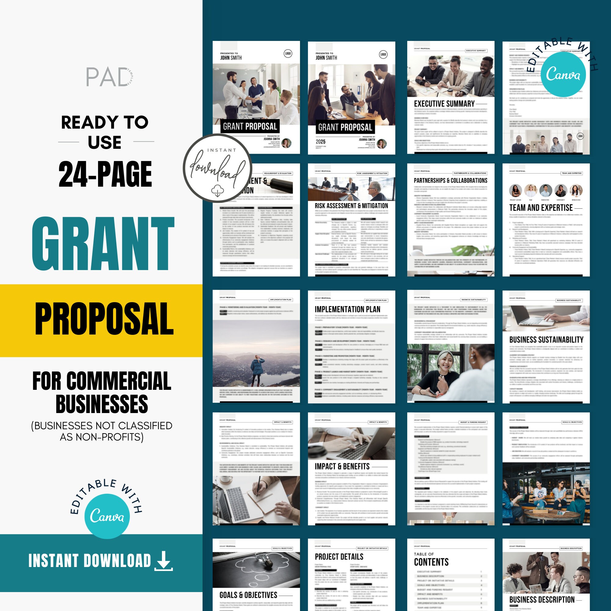 Grant Proposal Template for Small Businesses | Grant Writing | For ...