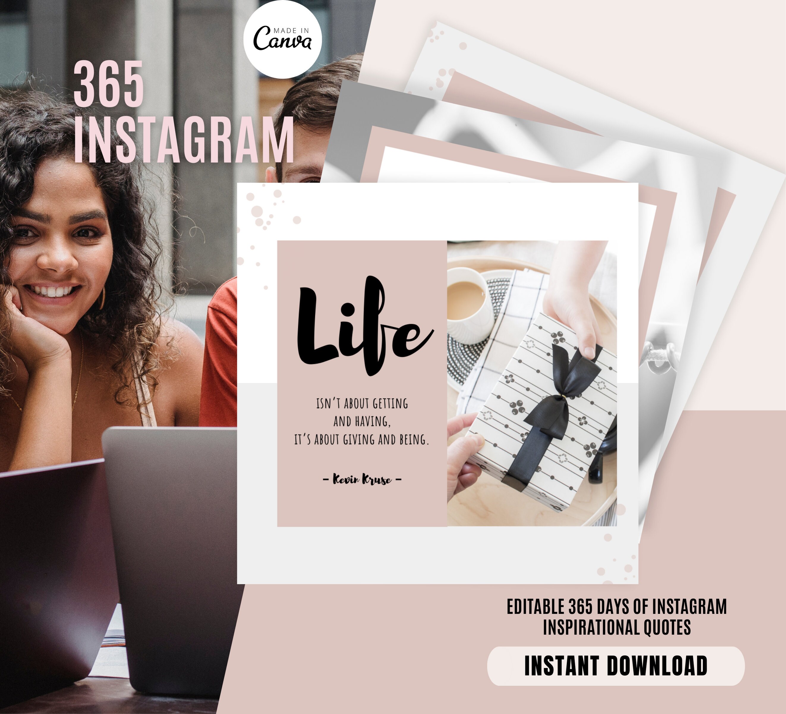 365 Inspirational Quotes Instagram Posts: Editable Canva Templates ...