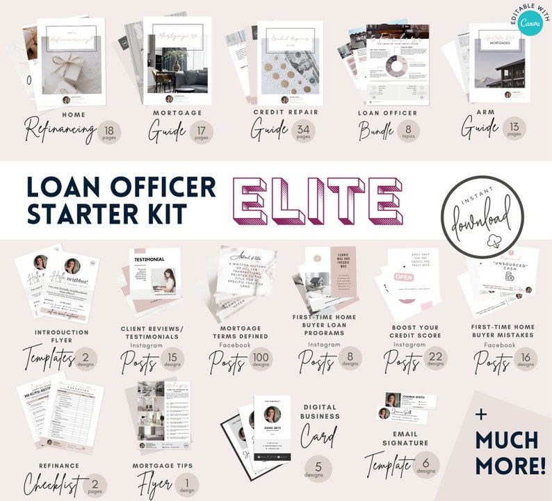 Loan Officer Marketing Kit: Social Media Templates, Guides (CANVA ...