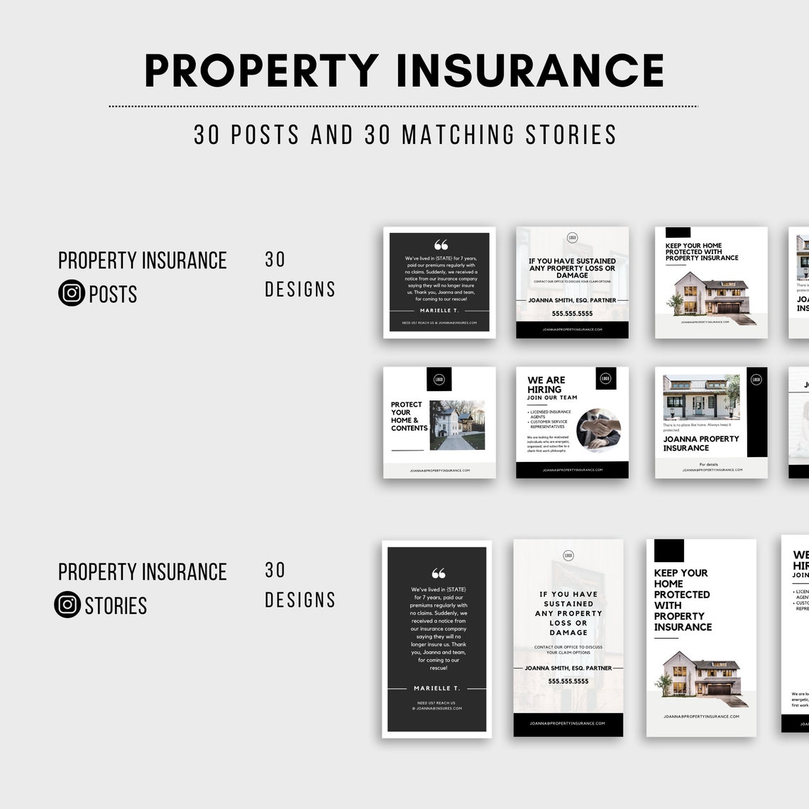 P&C Insurance Agent Instagram Post Templates: Marketing Bundle (CANVA ...