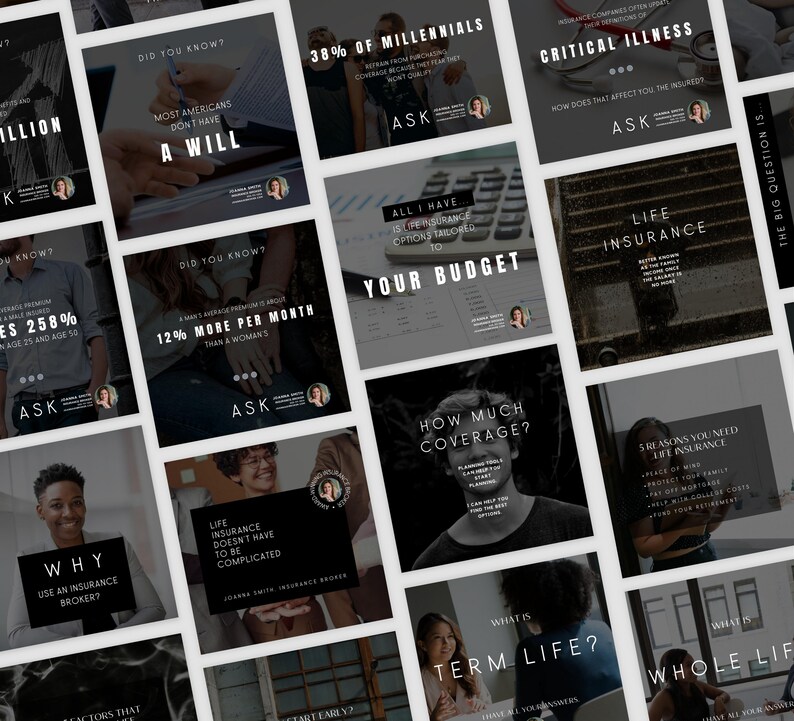 Life Insurance Instagram Posts: Editable CANVA Templates (digital ...