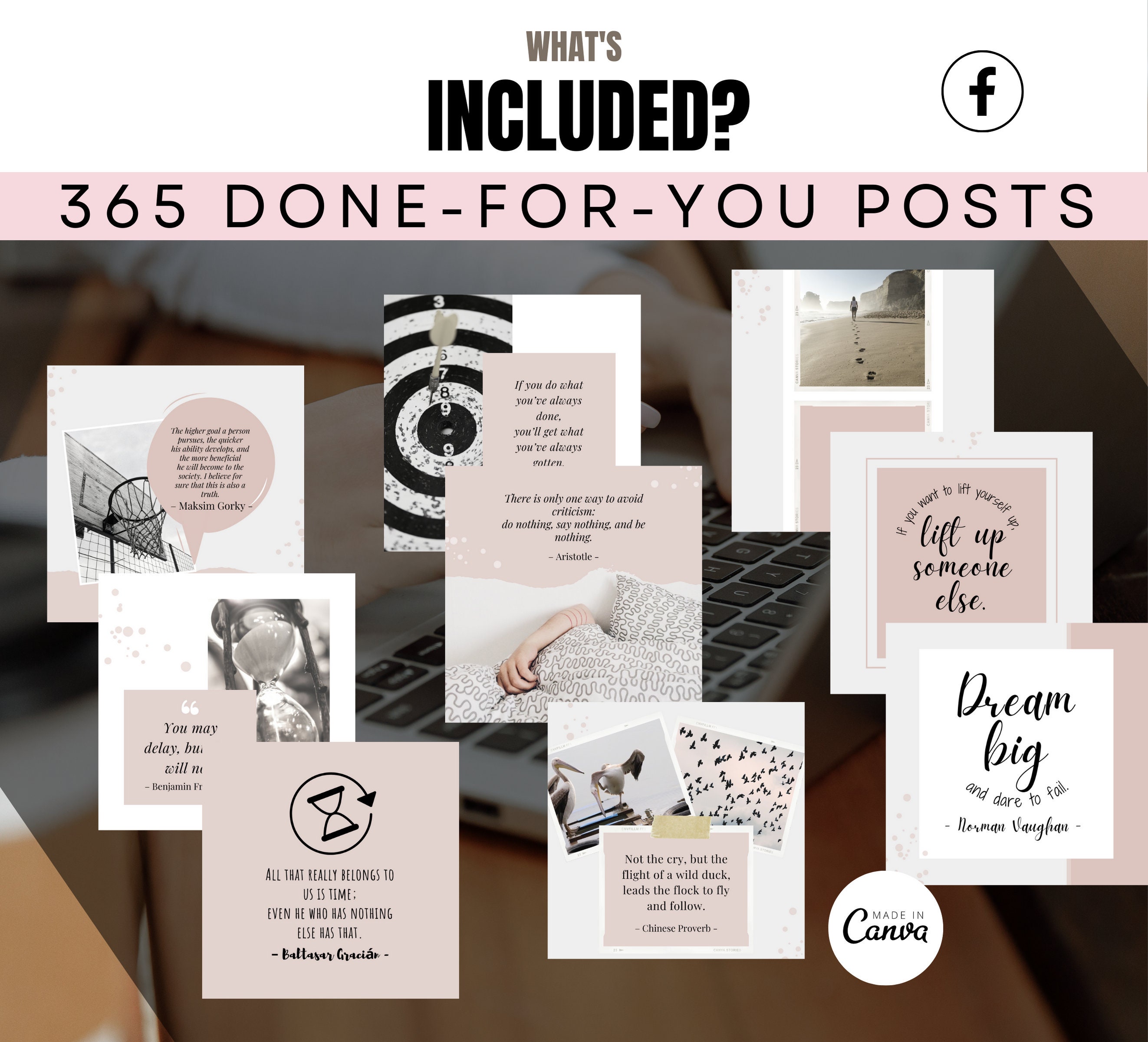 365 Inspirational Quotes Instagram Posts: Editable Canva Templates ...