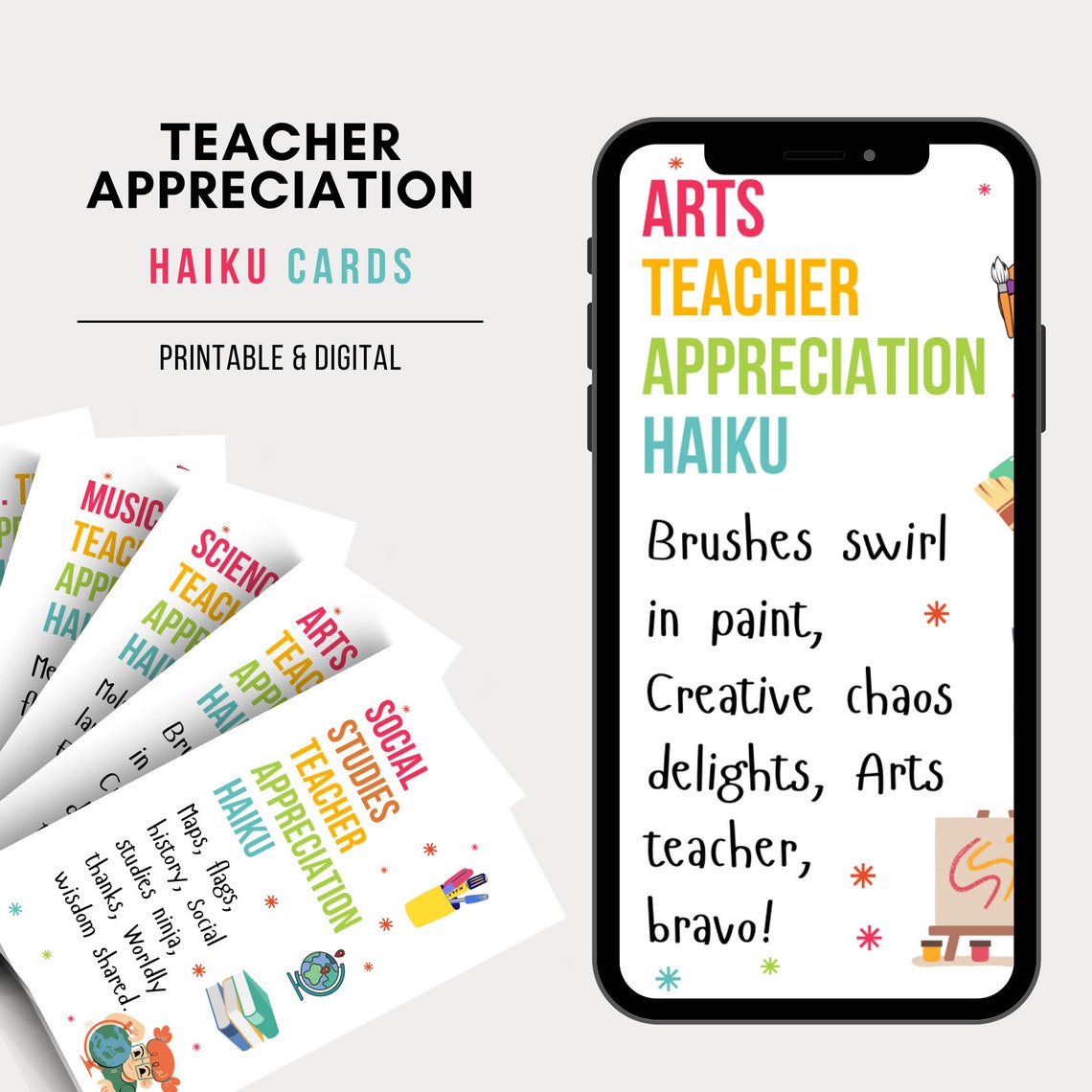 Back to School Printable Teacher Appreciation Haiku Cards – Unique ...