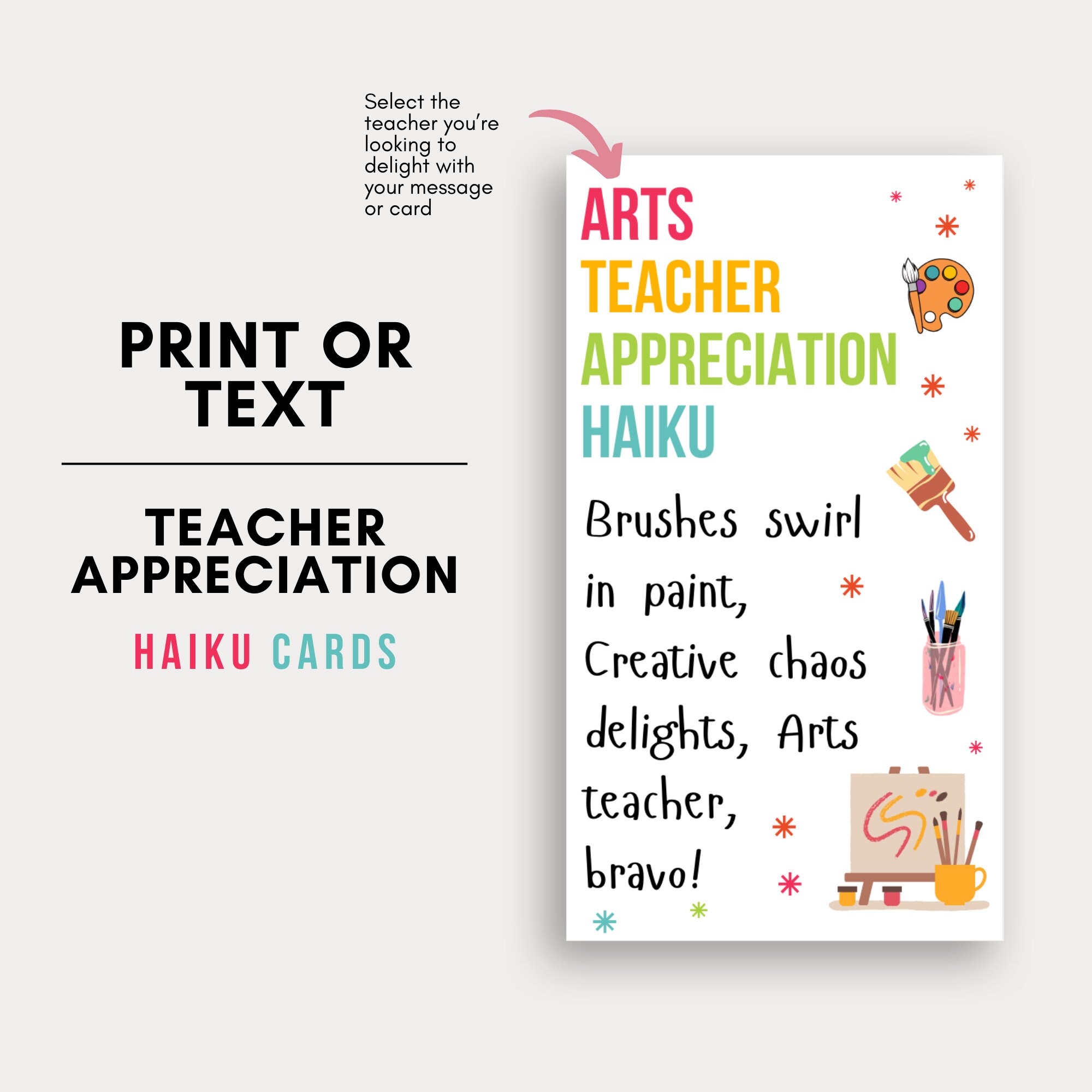 Back to School Printable Teacher Appreciation Haiku Cards – Unique ...